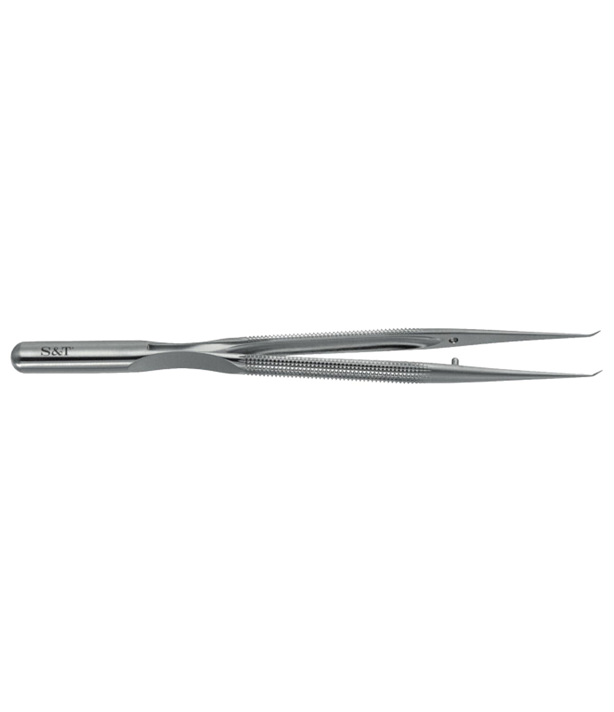 S&T Special Forceps 15 cm long, 8mm round handle, angled 45 degrees, t ...